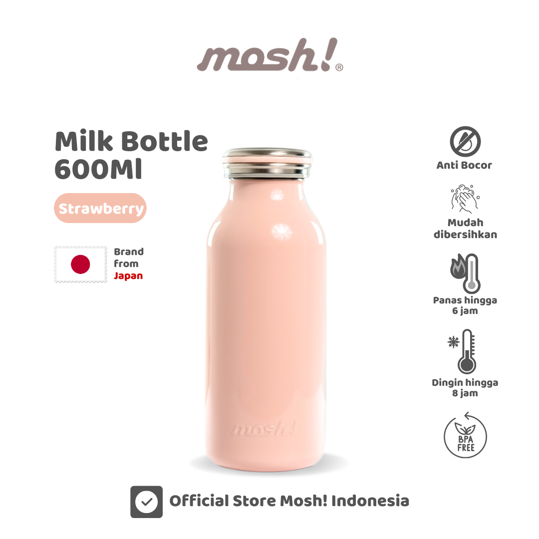Mosh Milk Bottle 600 ML - Strawberry - Mosh! Indonesia