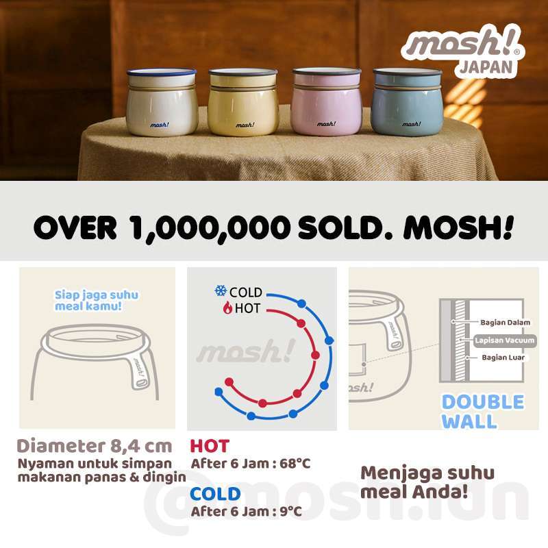 Mosh Bottle Latte Tumbler 450ML IVORY & Mosh Food Pot 350ML WHITE - Mosh! Indonesia
