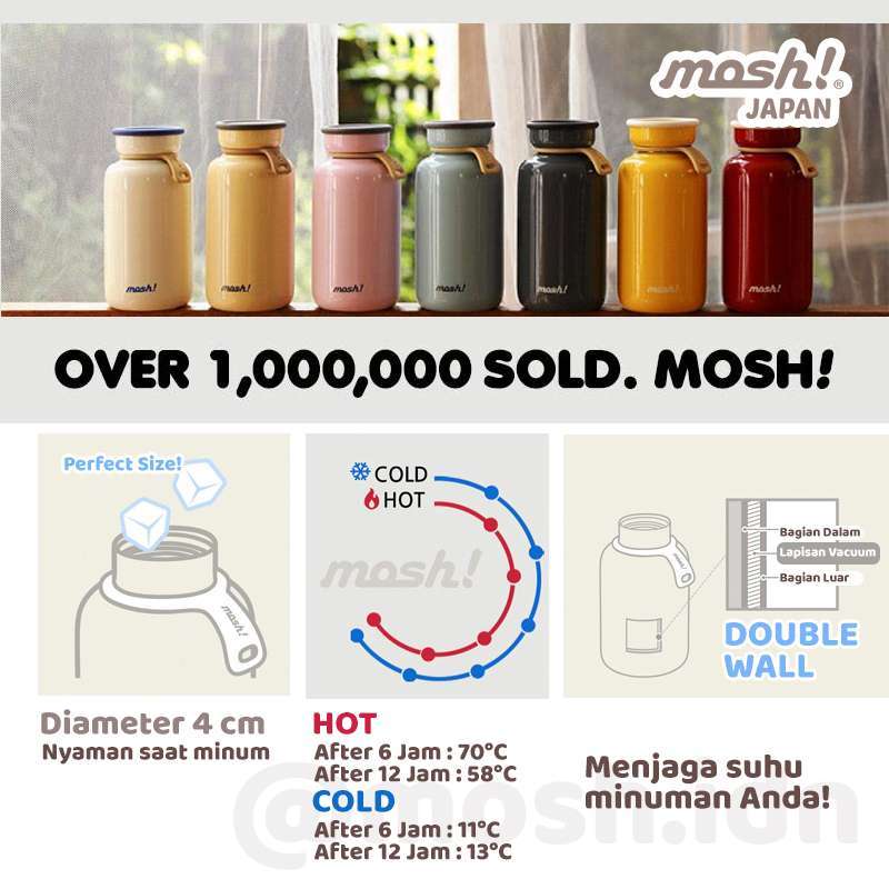 Mosh Bottle Latte Tumbler Botol Minum Termos Stainless 450ML - IVORY ...