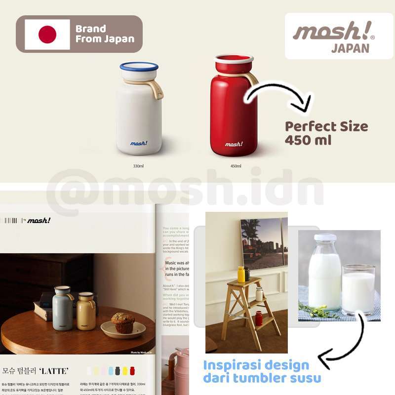 Mosh Bottle Latte Tumbler Botol Minum Termos Stainless 450ML - IVORY ...