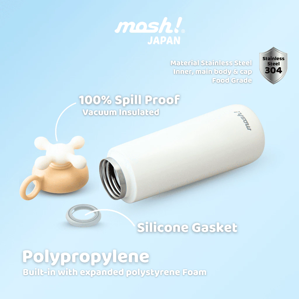 Mosh Kraan Bottle - 350ml White - Mosh! Indonesia