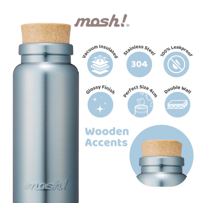 Botol Minum Termos Mosh Cork Bottle Light Stainless - Light Blue - Mosh ...
