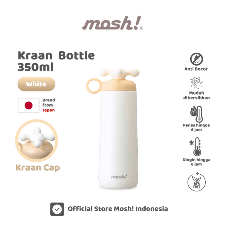 Mosh Kraan Bottle - 350ml White - Mosh! Indonesia